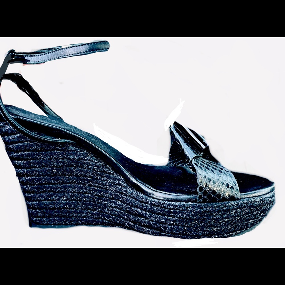 Burberry Python Wedge Sandals - Gem